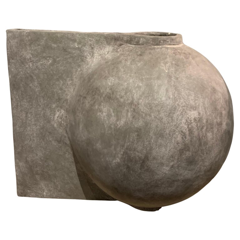 Dark Grey Offset Handle Danish Design Ceramic Vase, Contemporary For ...