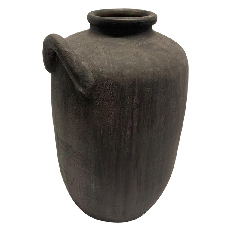 Dark Grey Vase with Single Handle, China, Contemporary For Sale at 1stDibs