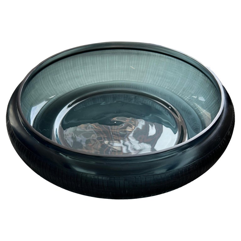 Dark Indigo Cut Glass Bowl, Romania, Contemporary For Sale at 1stDibs