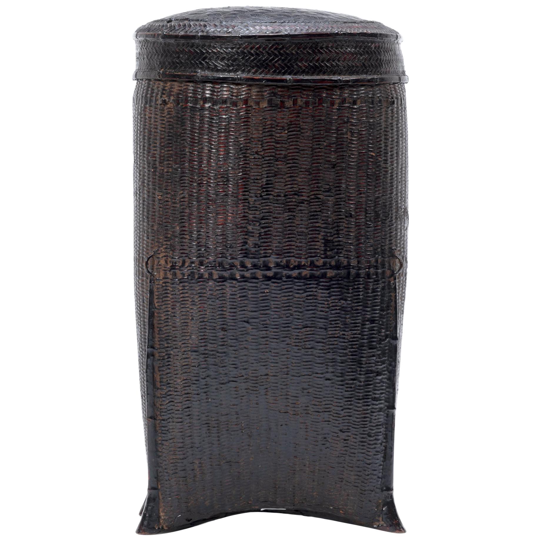 Dark Lacquer Woven Pack Basket at 1stDibs