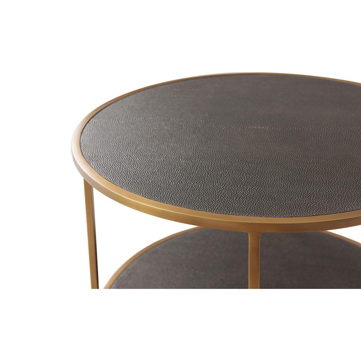 Dark Modern Leather Round Side Table For Sale at 1stDibs