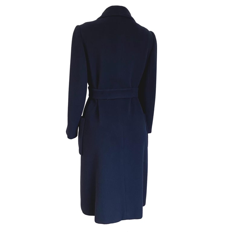 Dark Navy Thick Pure Cashmere Coat For Sale at 1stDibs