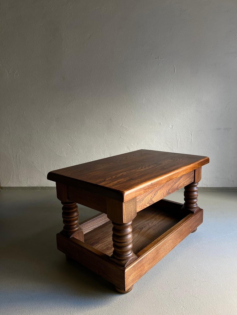 Dark Oak Coffee Table with Baluster Legs For Sale at 1stDibs