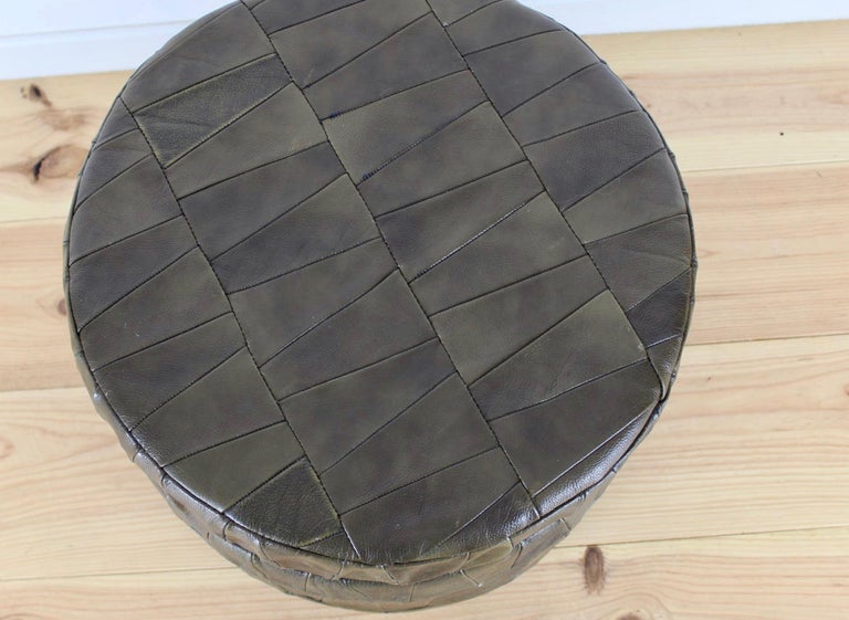 Dark Olive Patchwork Leather Storage Ottoman by De Sede at 1stDibs