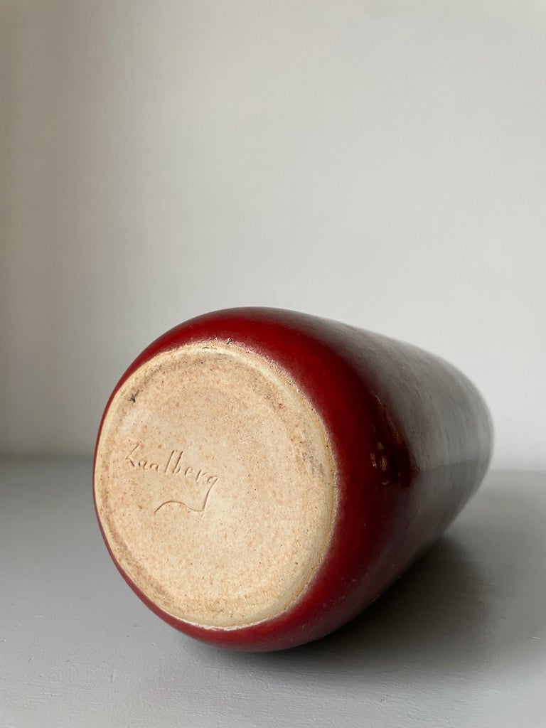 Dark Red Green Lustre Glazed Vase, Zaalberg, 1950s For Sale at 1stDibs