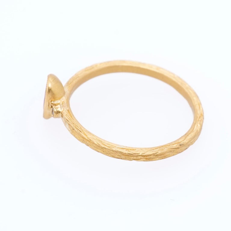 Dark Red, Oval Single Ruby with Diamond, 24kt Solid Gold Ring For Sale ...