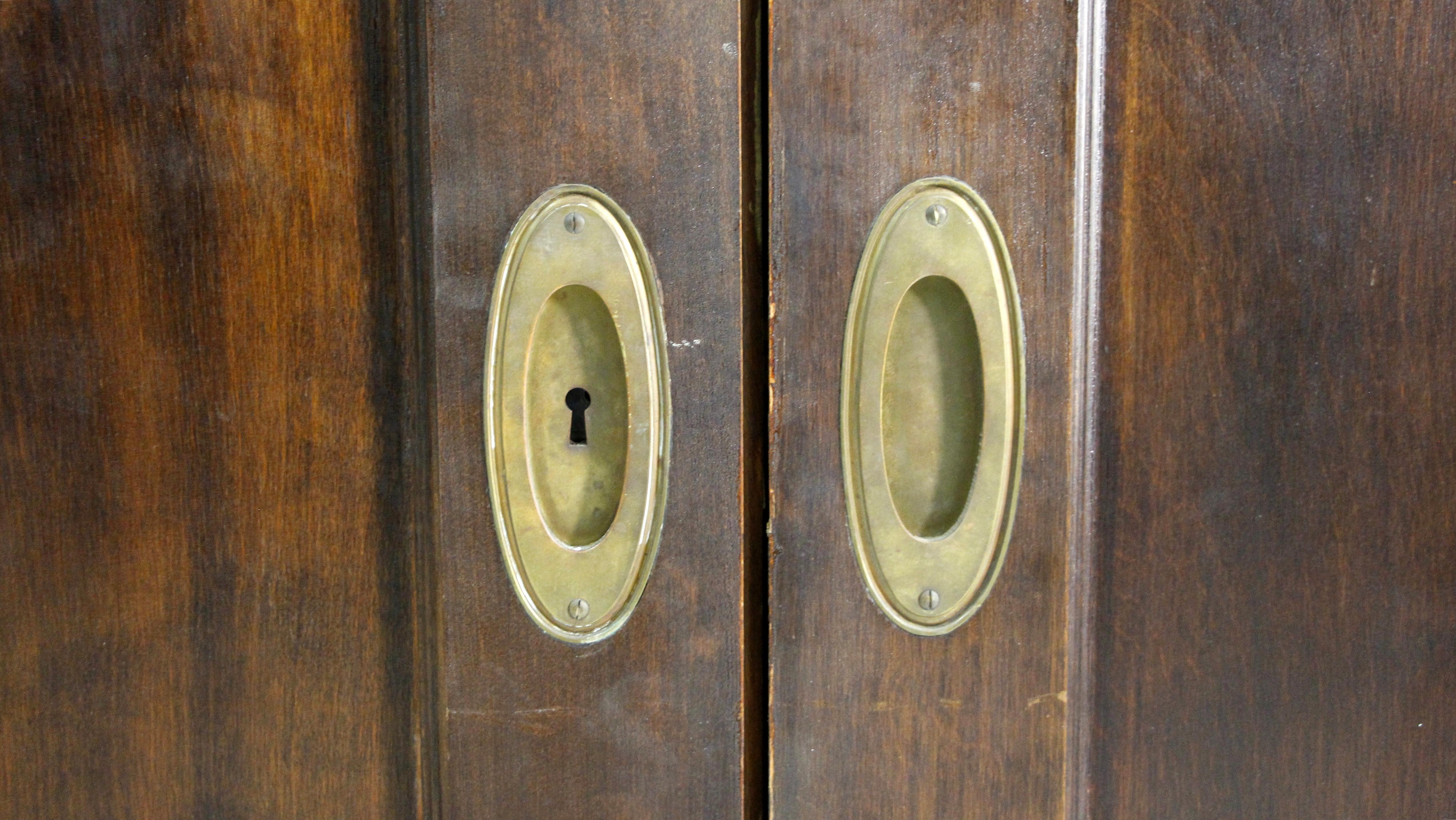 Dark Tone Burled Wood Double Pocket Doors with Original Hardware For ...