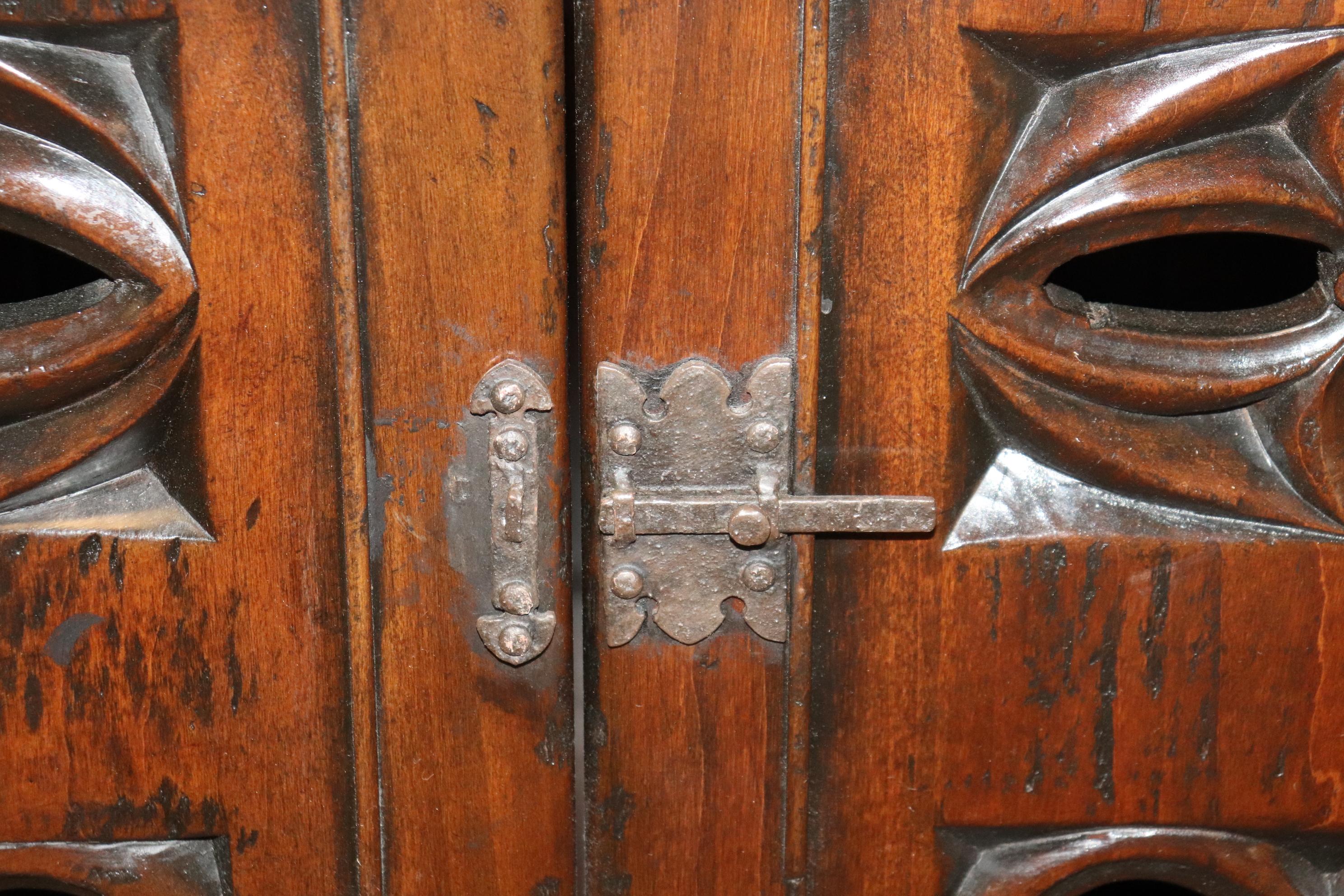 Dark Walnut Antique Style Gothic Cupboard China Cabinet at 1stDibs