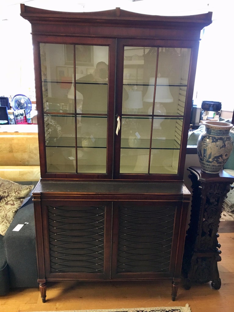 Dark Walnut and Leather Two-Piece Breakfront Rinfret Greenwich, CT ...