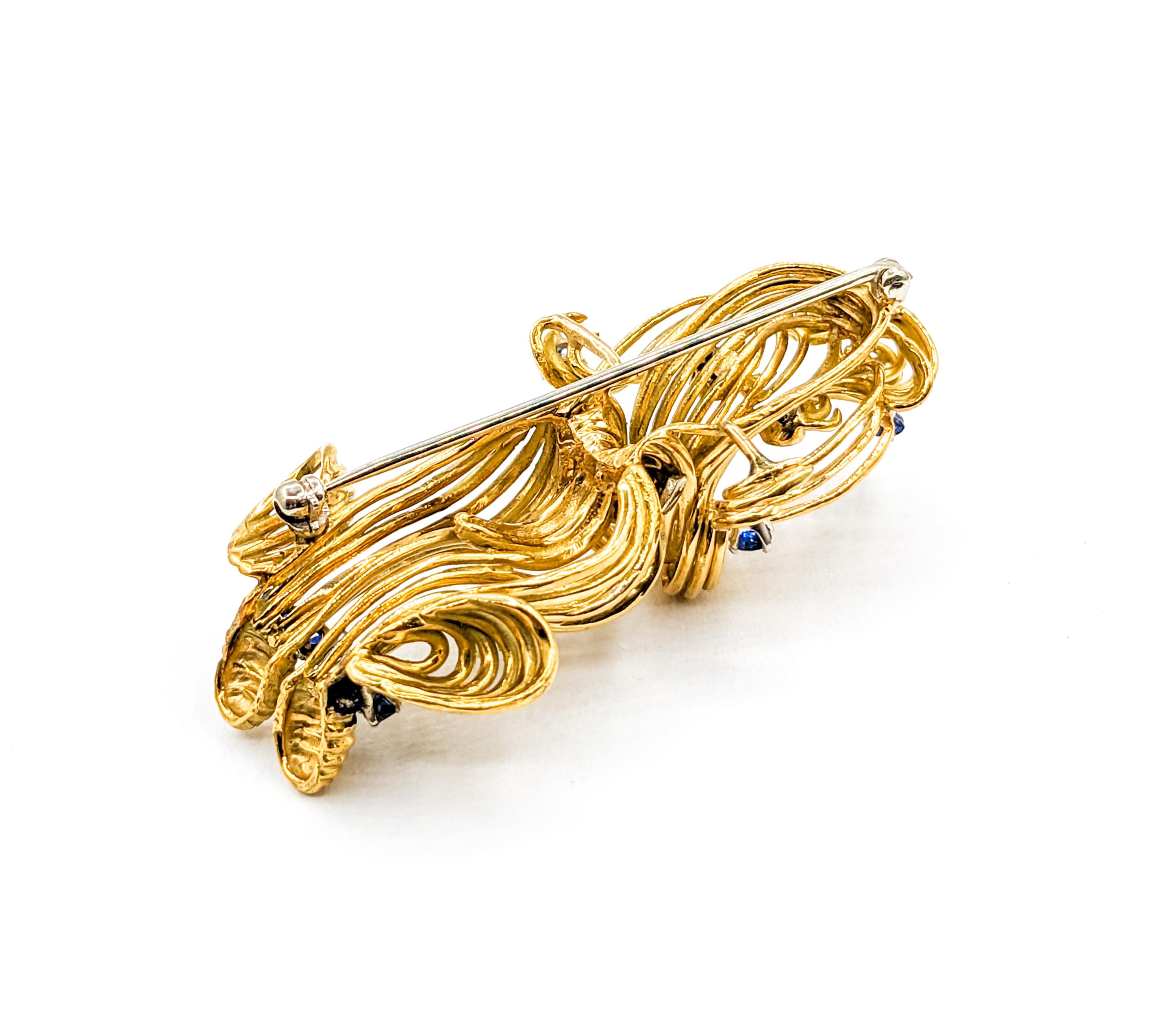 Darling Mid-Century Poodle Dog Brooch with Sapphires, Ruby and Diamonds ...