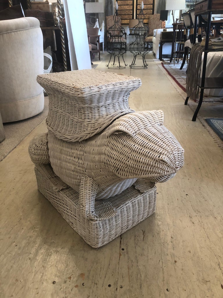 Darling Vintage Wicker Frog Side Drinks Table at 1stDibs