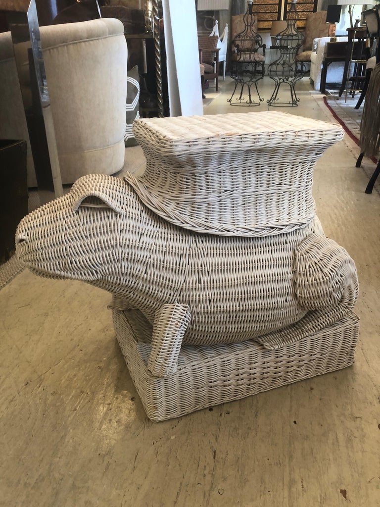 Darling Vintage Wicker Frog Side Drinks Table at 1stDibs