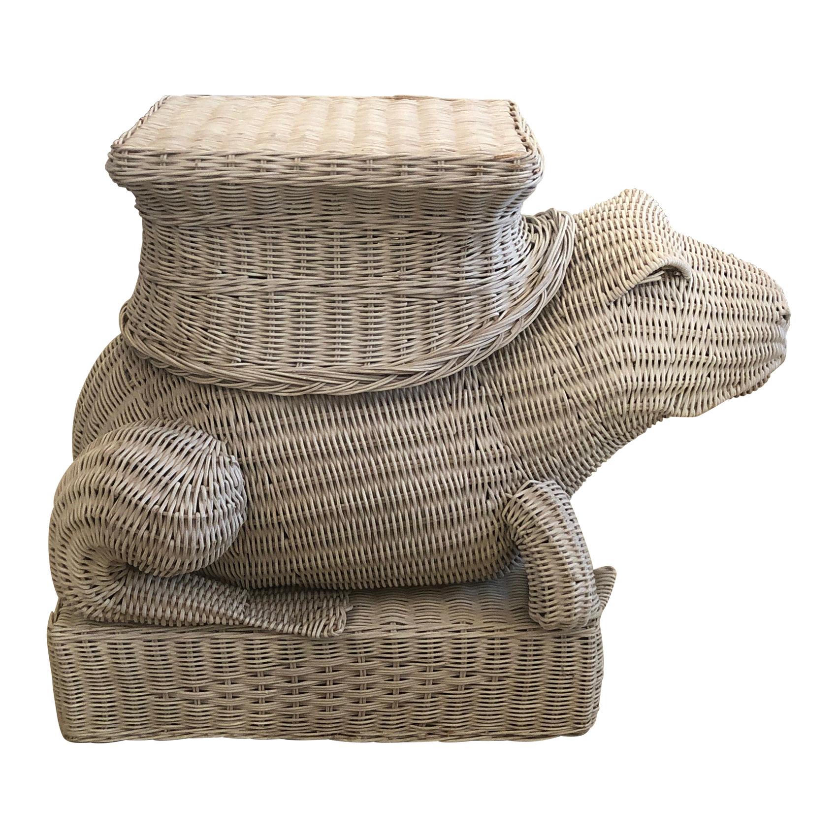 Darling Vintage Wicker Frog Side Drinks Table at 1stDibs
