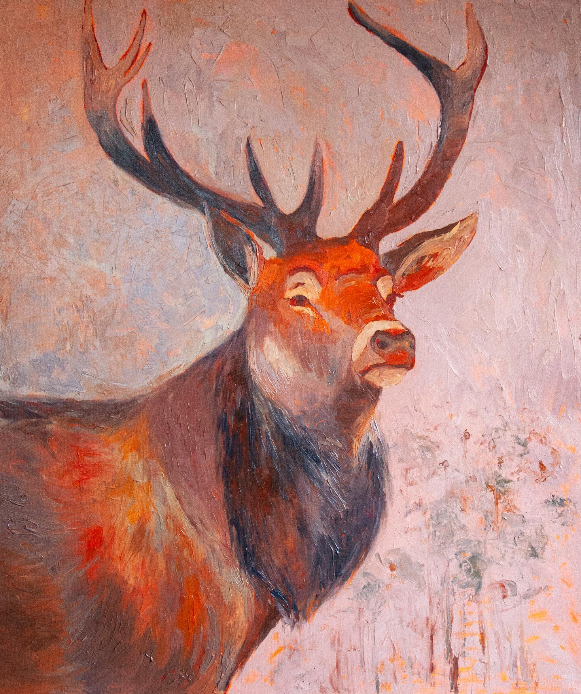Dasha Pogodina - Forest King - Stag Painting For Sale at 1stDibs
