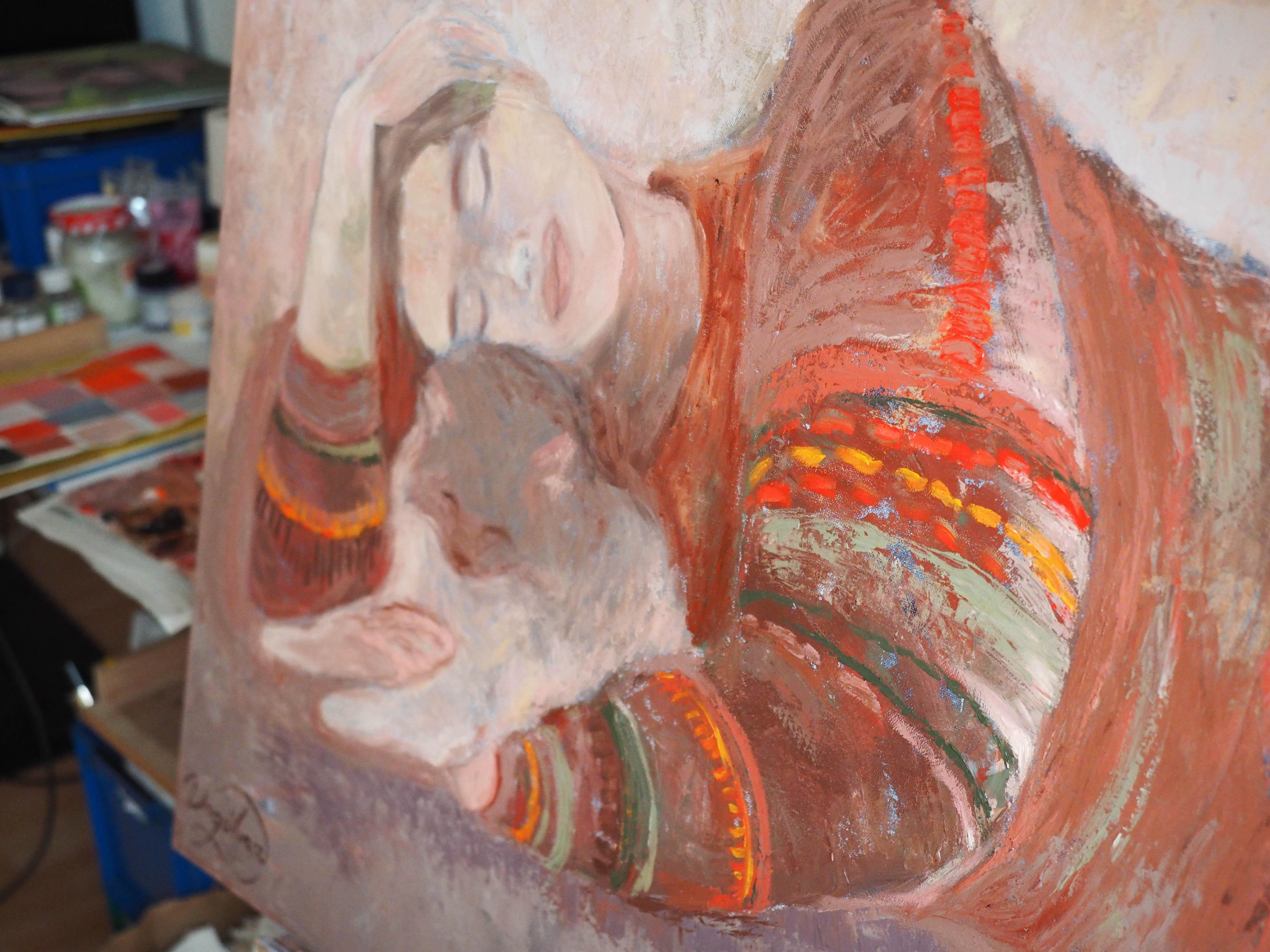 Dasha Pogodina - Fragility Original painting with Girl and Cat Sweet ...