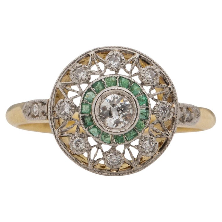 Dated 1838 French Hallmark Two Tone Open Work Double Halo Diamond and ...