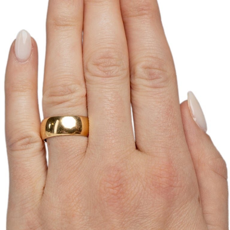 Dated 1905 14K Yellow Gold Smooth Finish Vintage Wide Stackable Wedding ...