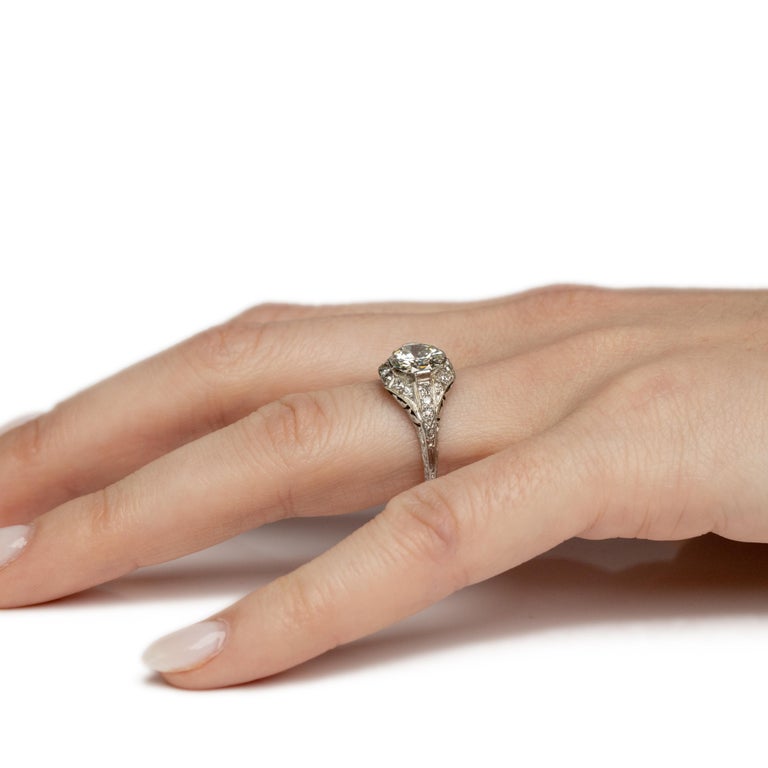 Dated 1924 Art Deco Platinum 1.55Ct Diamond, Filigree Detailed ...