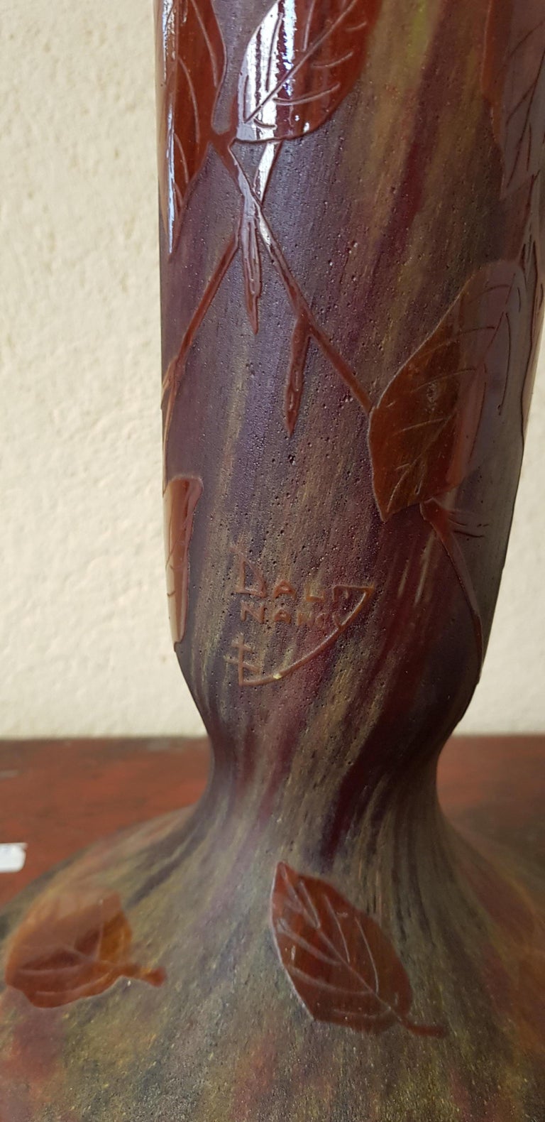 Daum Art Nouveau France Vegetable Decoration Conic and Glass Vase ...