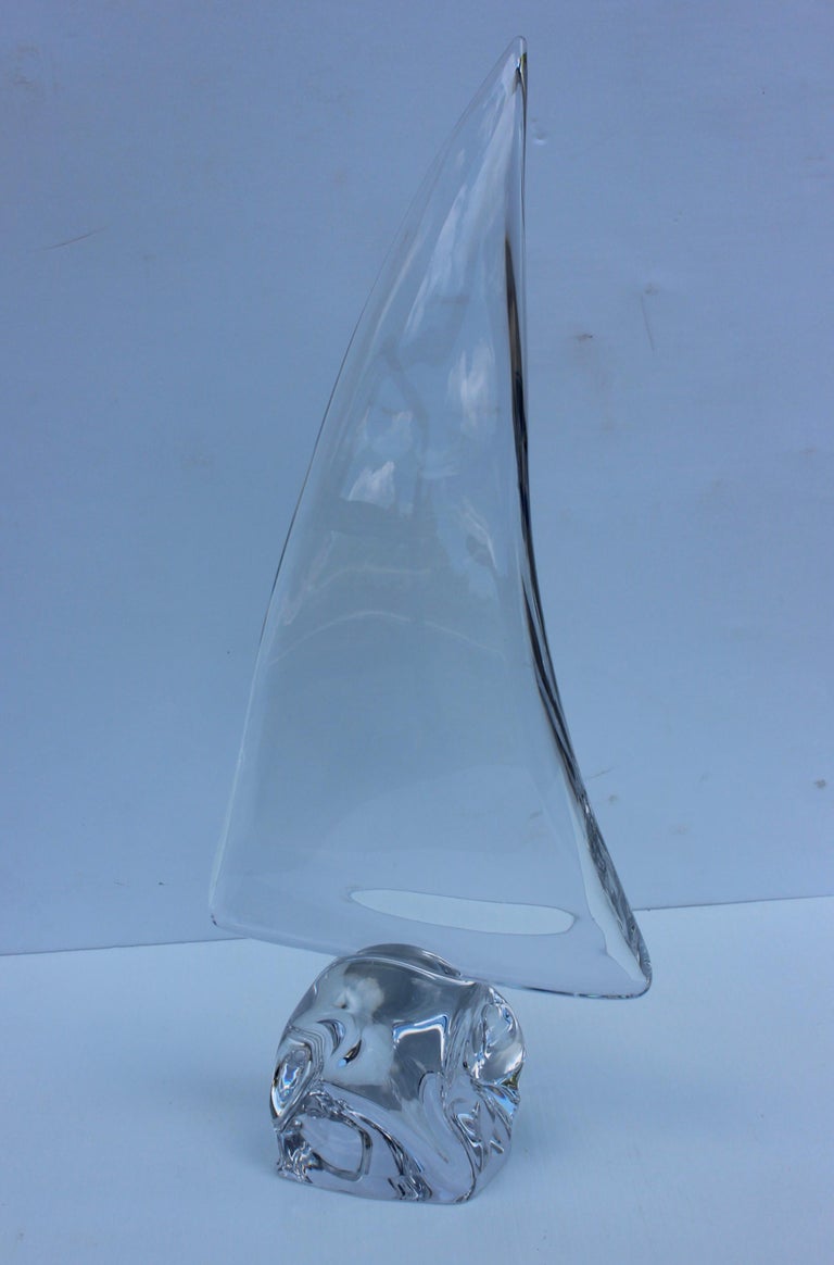 Daum France Crystal Sailboat Sculpture For Sale at 1stdibs