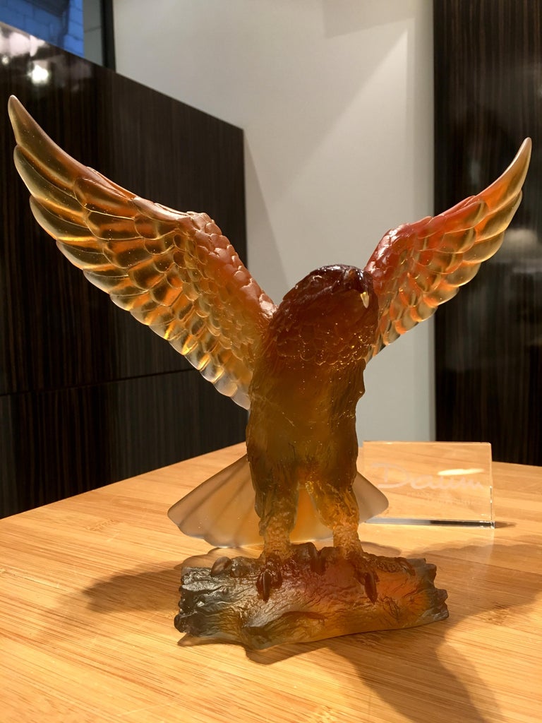 Daum France Glass Paste Sculpture, Amber-Gray Eagle, 2019 For Sale at ...