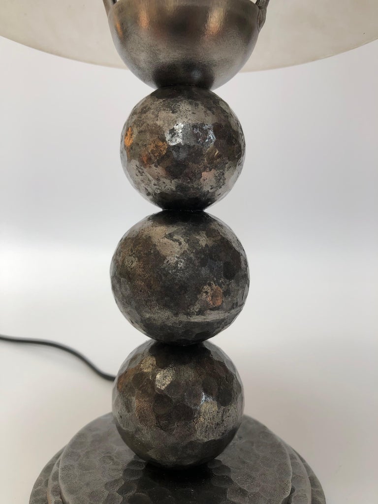 Daum Nancy Art Deco Lamp in the Taste of Edgar Brandt For Sale at 1stDibs