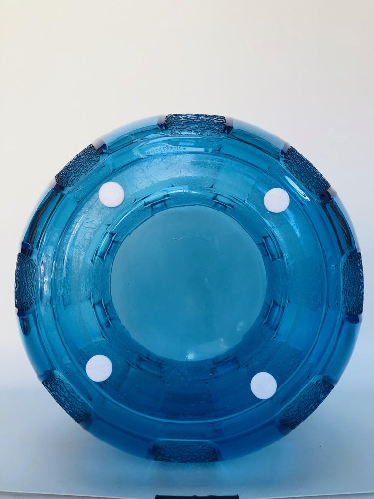 Daum Nancy Blue Art Deco Vase For Sale at 1stDibs