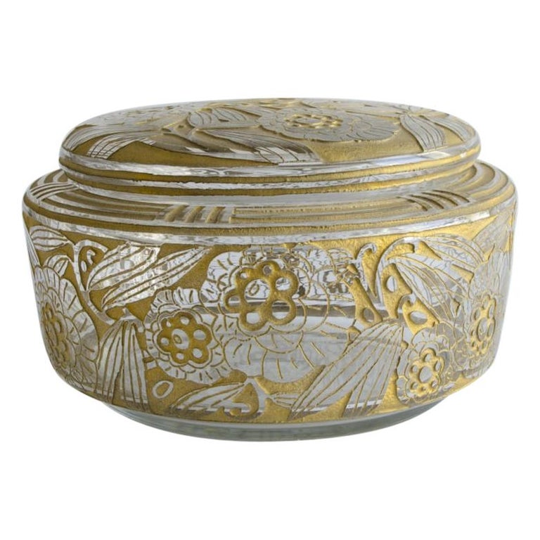 Daum Nancy box Art Deco signed Daum Nancy with cross Lorreine Acid cut ...