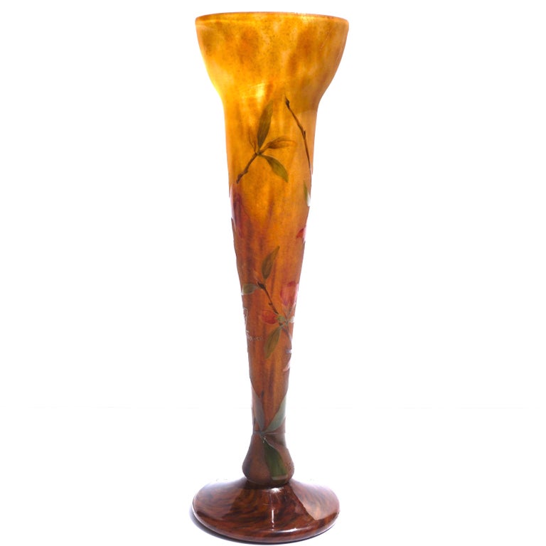 Daum Nancy Enameled Floral Vase at 1stDibs