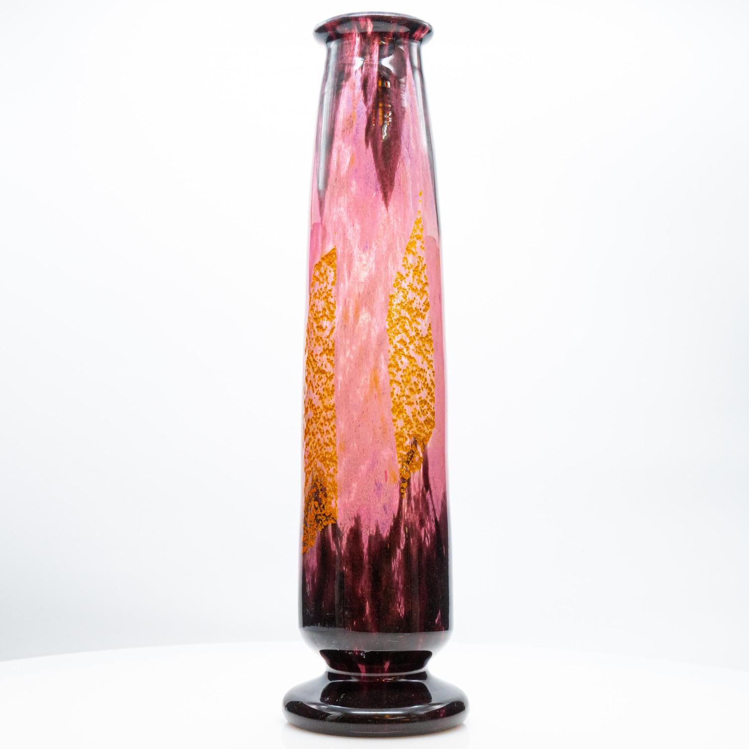 Daum Nancy, Exquise Large Vase, Pâte de Verre, Pink Color, France, 1890 ...