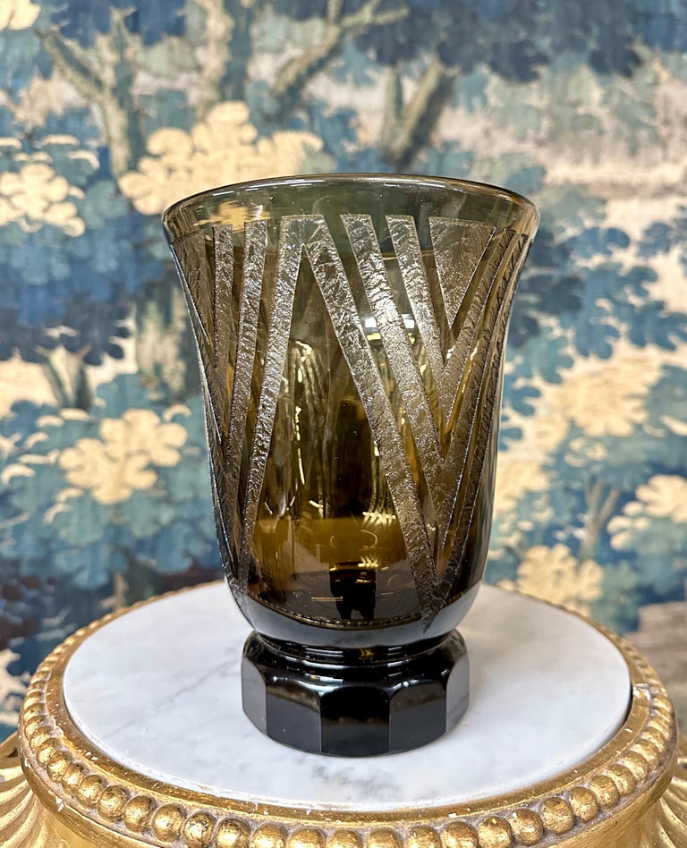 Daum Nancy France, Art Deco Vase in Acid-Etched Glass, 1920 For Sale at ...