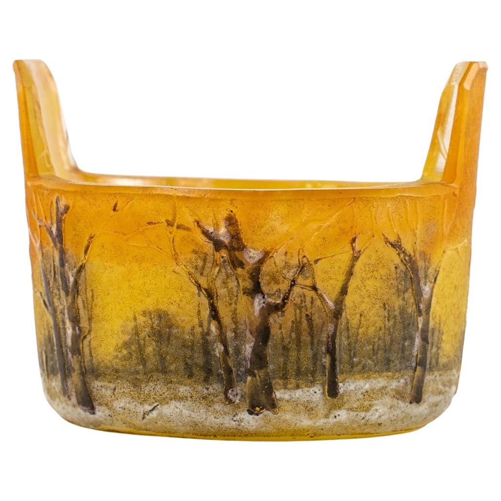Daum Nancy, Saleron Acid-Etched Glass Snow Covered Village and ...