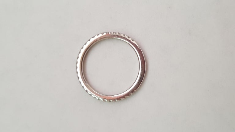 Daussi Designer 14 Karat White Gold Diamond Wedding Band Flat One Side