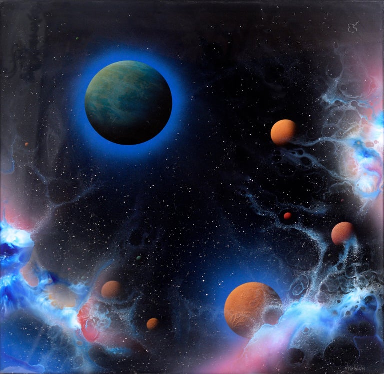 Dave Archer - "Midnight Marvel" Reverse-Painted Astronomical Art by Dave Archer at 1stDibs