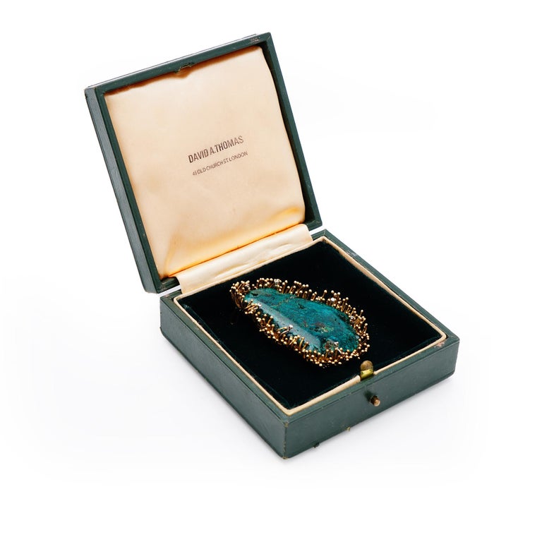 David A, Thomas Vintage 18kt, Yellow Gold Pendant/Brooch with Diopside ...