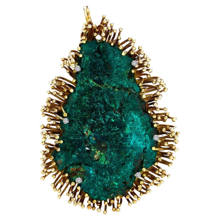 David A, Thomas Vintage 18kt, Yellow Gold Pendant/Brooch with Diopside ...
