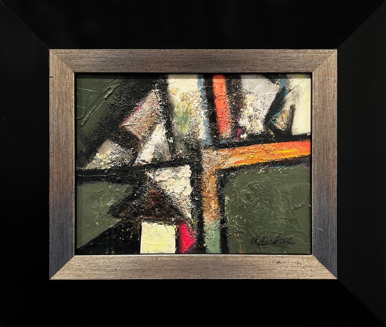 David Adickes - "Abstract With Glitter" Modern Abstract Earth-Toned ...