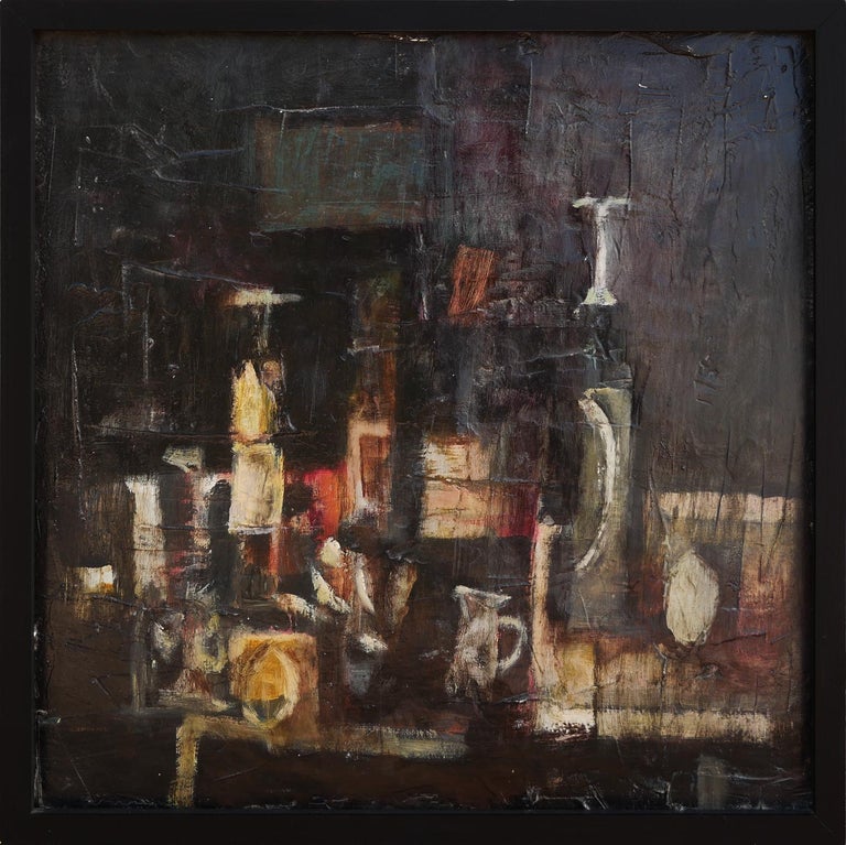 David Adickes - Modern Abstract Black and Yellow Still Life Painting of ...