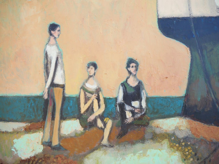 David Adickes - "Risque Trout" Modern Abstract Yellow Figurative ...