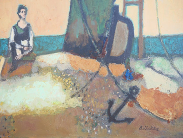 David Adickes - "Risque Trout" Modern Abstract Yellow Figurative ...