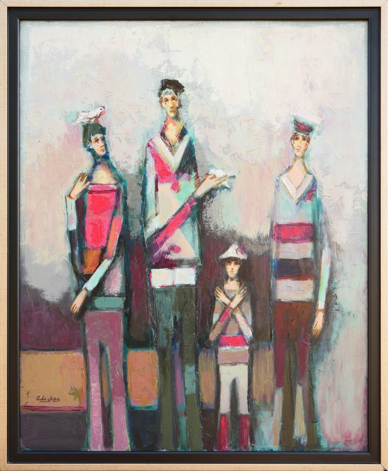 David Adickes - "Three Men and Boy with Bird" Modern Abstract ...