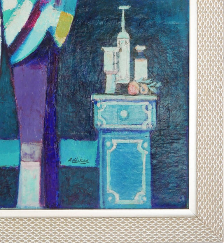 David Adickes - "Two Friends Against Blue" Abstract Monotone Figurative ...