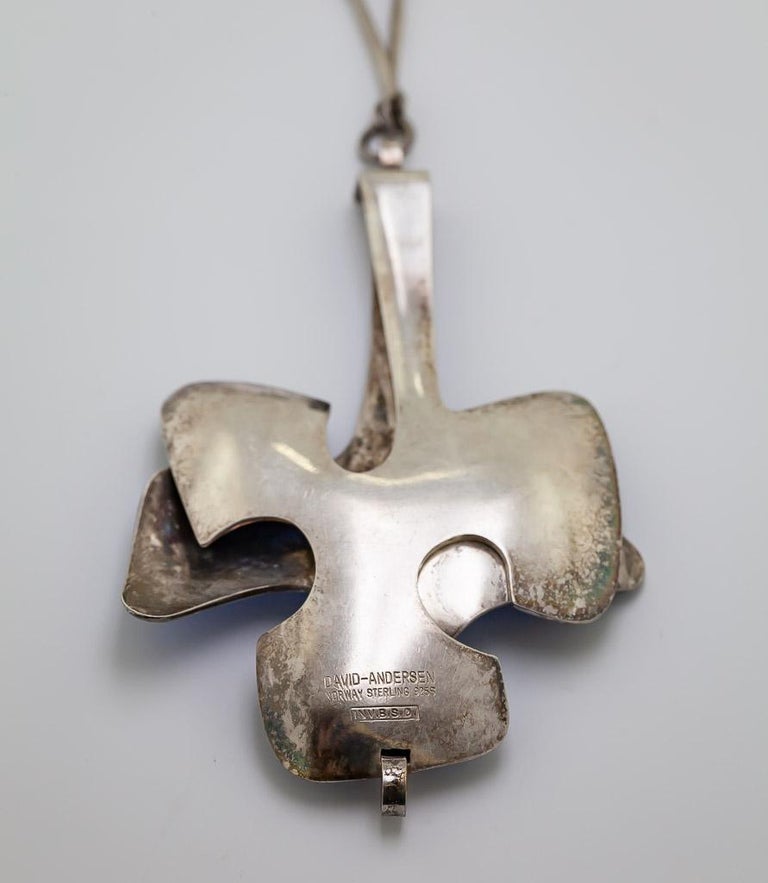 David Andersen Blue Enamel Sterling Silver Necklace For Sale at 1stDibs