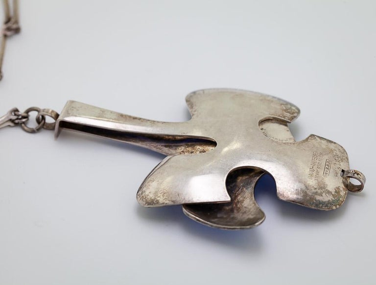 David Andersen Blue Enamel Sterling Silver Necklace For Sale at 1stDibs