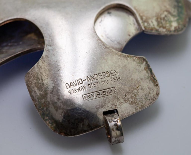 David Andersen Blue Enamel Sterling Silver Necklace For Sale at 1stDibs