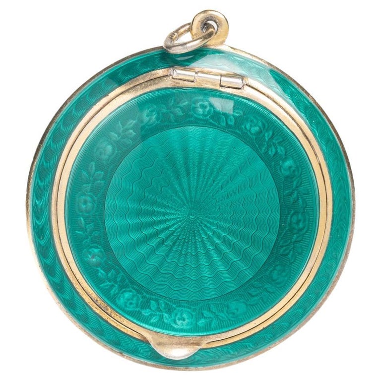 David Andersen Guilloche Enamel Mirror Compact For Sale at 1stDibs