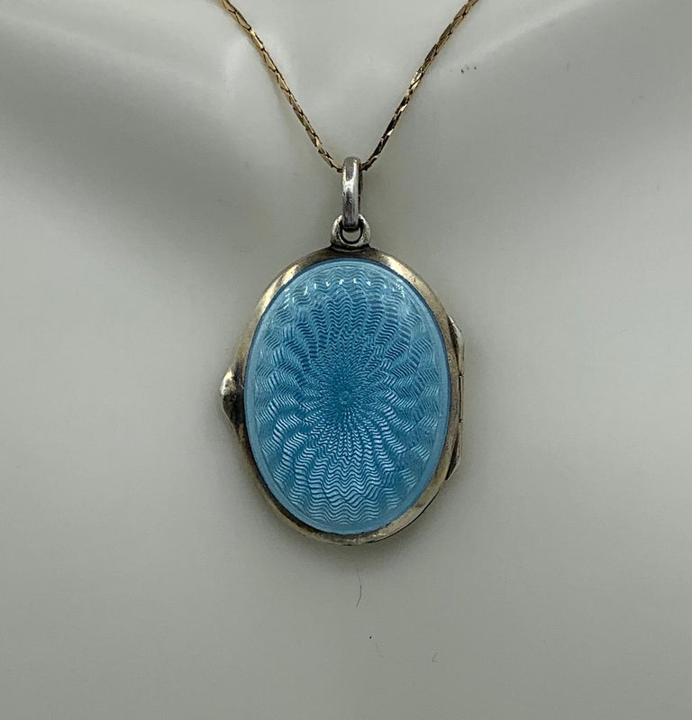 David Andersen Robin's Egg Blue Guilloche Enamel Sterling Silver Locket ...
