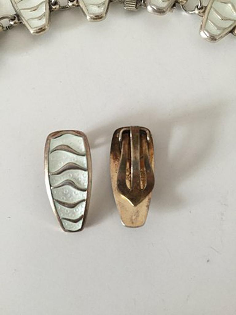 David Andersen Sterling Silver with Enamel Necklace and Ear Clips For ...