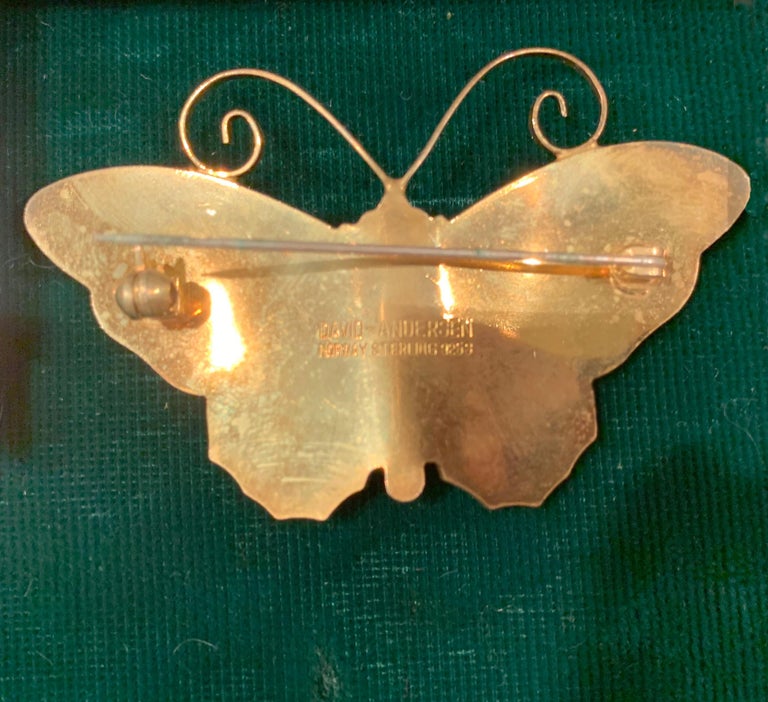 David Andersen White Yellow Orange Enamel Butterfly Brooch Pin at ...