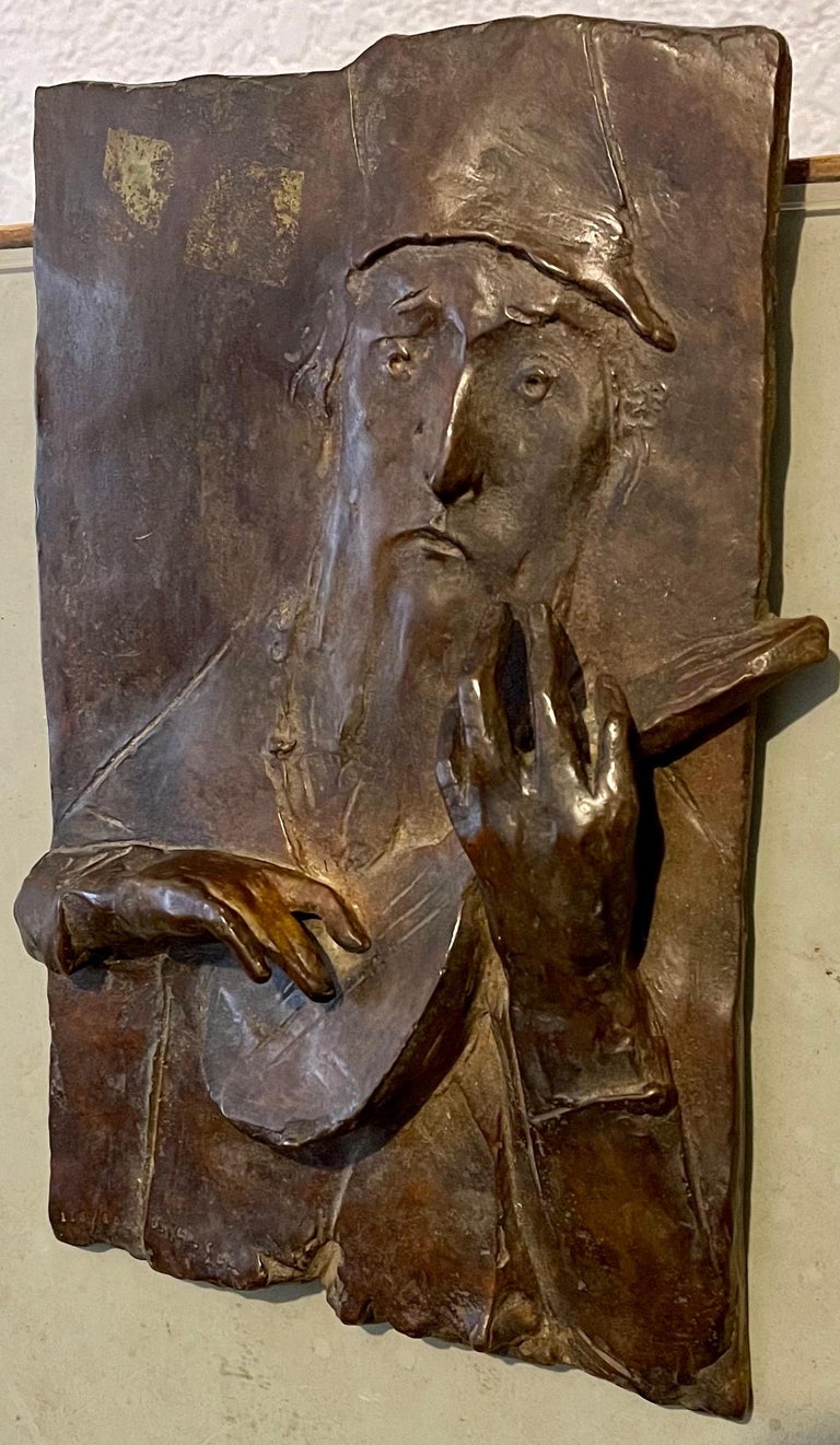 David Aronson - Bronze Sculpture Relief Troubadour Figurative American ...